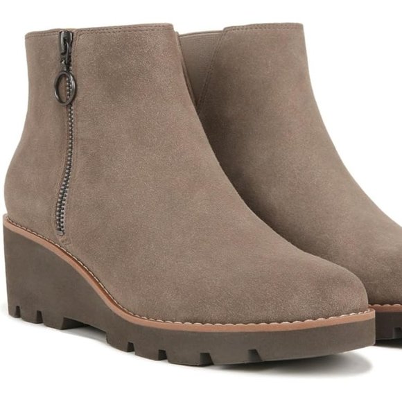 Vionic | Shoes | Vionic 8 Hazel Stone Suede Side Zip Booties Sz 75 Nib ...